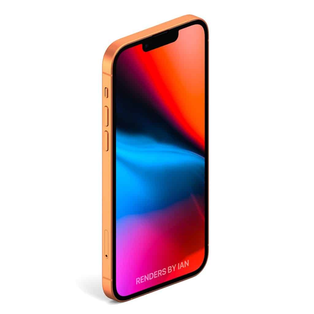A beautiful rendering of the orange iPhone 13